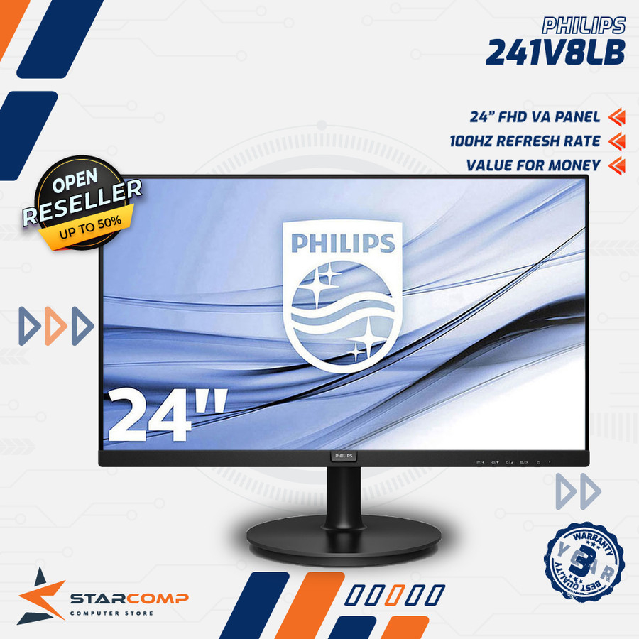 Jual Philips 241V8LB Monitor LED 24" VA FHD 1080p 100Hz VGA HDMI VESA ...