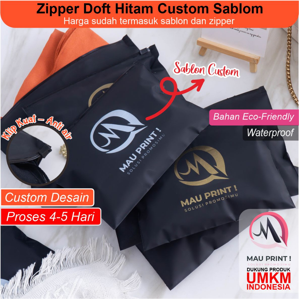 Jual Zipper Storage Bag Hitam Matte Custom sablon Kantong Plastik ...