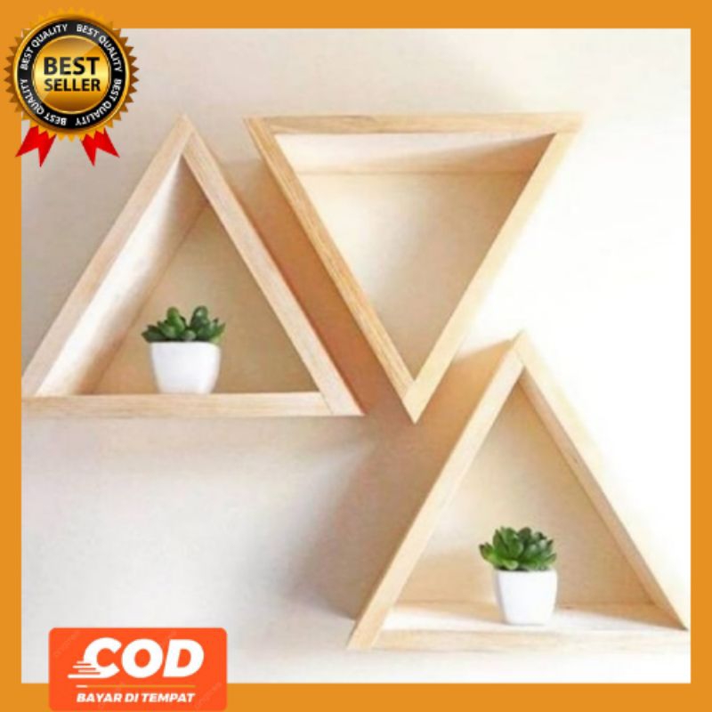Jual Rak Tempel dinding Kayu Minimalis Model Segitiga 1 pcs | Shopee ...