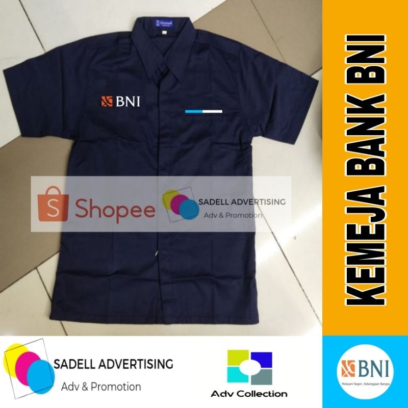 Jual Kemeja Bank BNI Seragam Bank BNI Navy Lengan Pendek Pria Bordir ...