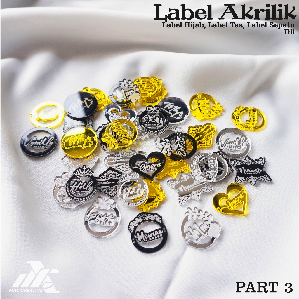 Jual LABEL HIJAB CUSTOM AKRILIK, LABEL BAJU AKRILIK, LABEL TAS AKRILIK ...