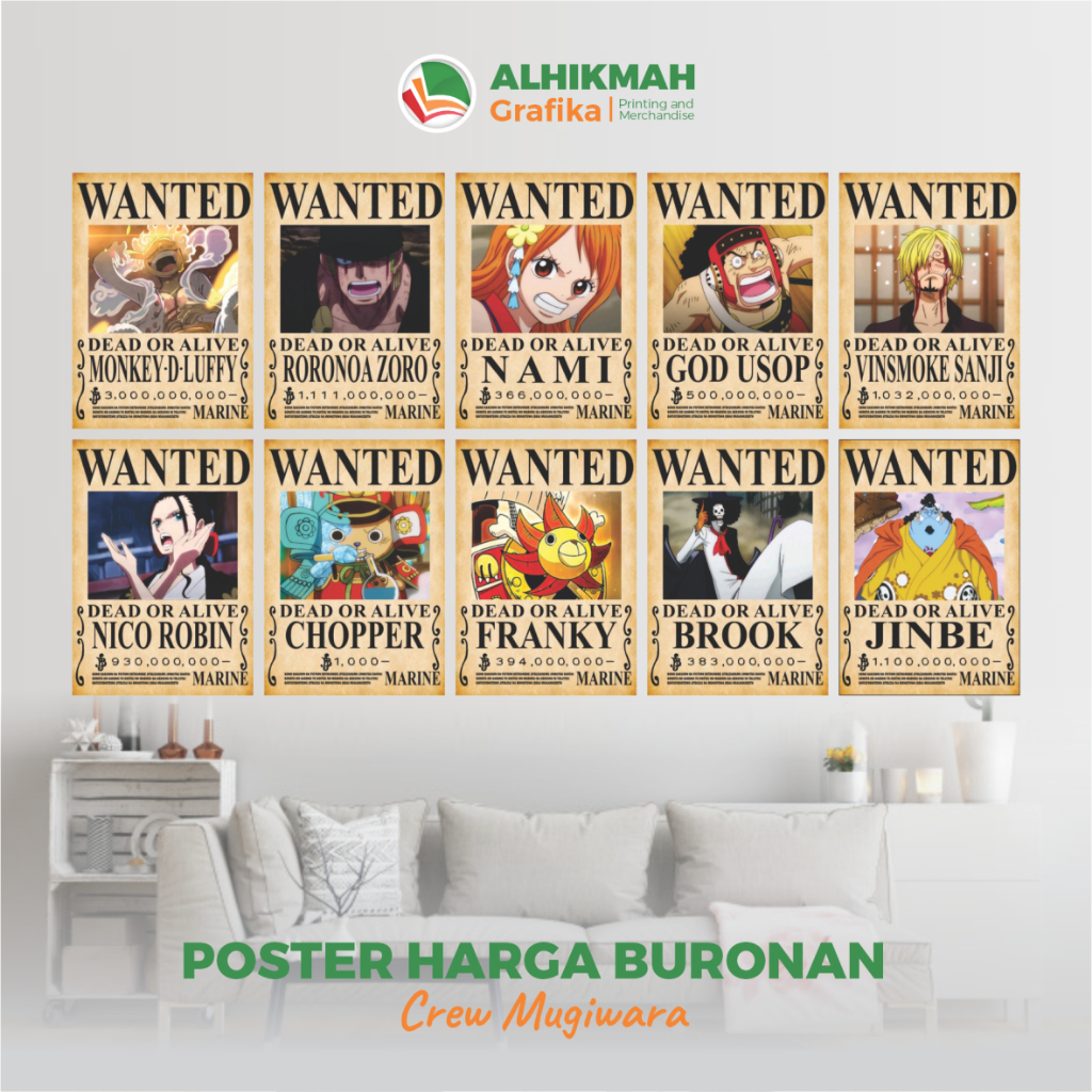 Jual Poster One piece, Anime & Bisa Custom | 1 PAKET ISI 10 POSTER ...