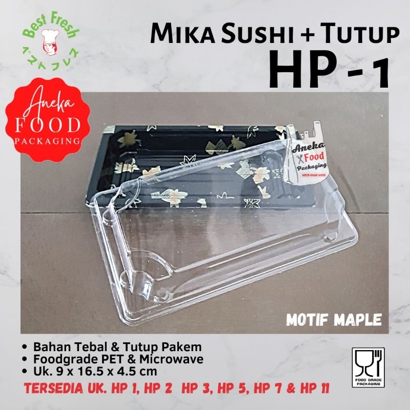 Jual Mika box/tray/wadah HP 1 sushi bento hitam motif+tutup | Shopee ...