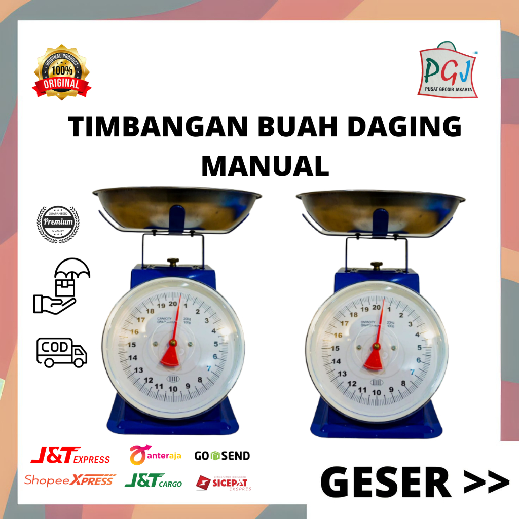Jual PGJ - Timbangan Buah Dagang Sayuran Telur Daging Manual / Timbangan Laundry Duduk Analog ...