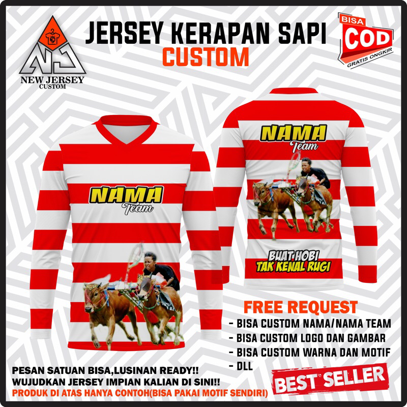 Jual Jersey Kerapan Sapi Madura Custom Nama Dan Gambar | Shopee Indonesia
