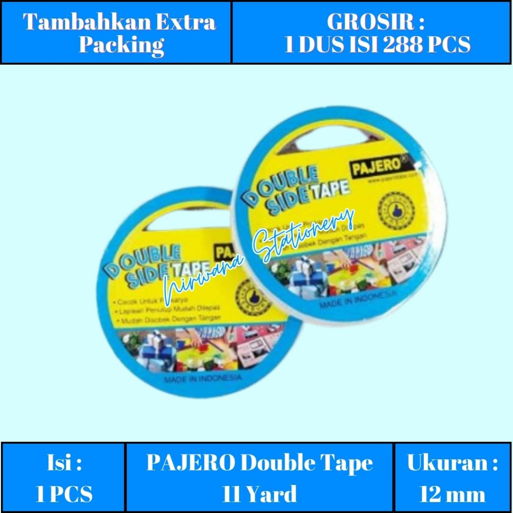 Jual PAJERO DOUBLE TAPE 12 mm x 11 yard / ISOLASI BOLAK BALIK (1 PCS ...