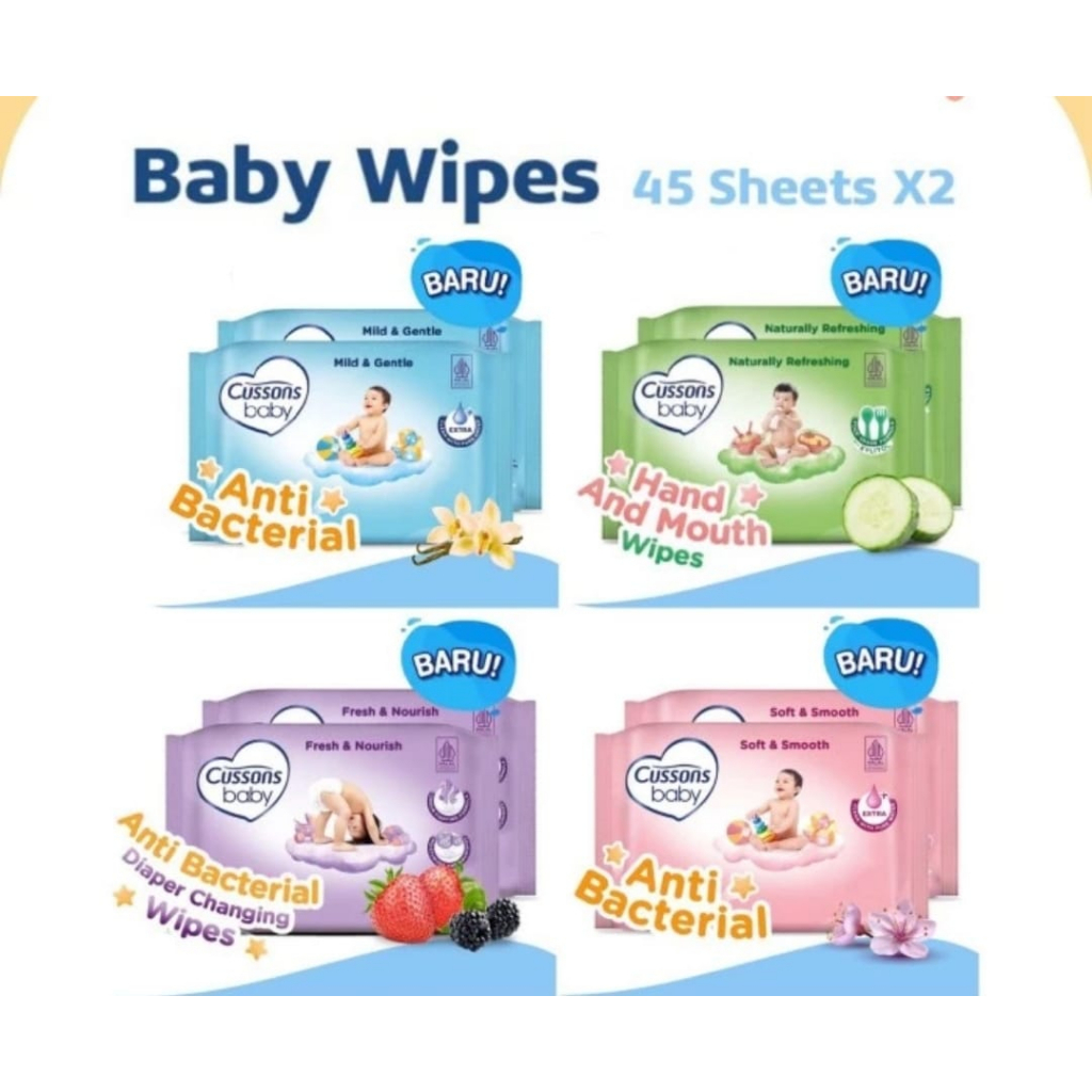 Jual Cussons baby wipes tissue basah 50 sheet / 45 sheet harga satuan ...