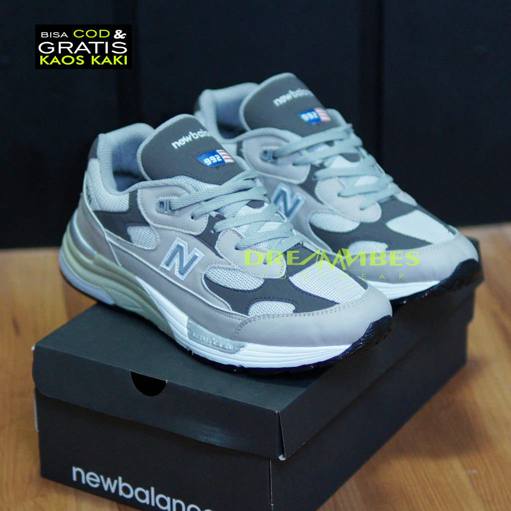 Jual sepatu nb 992 full abu terbaru barcode sneakers running casual ...