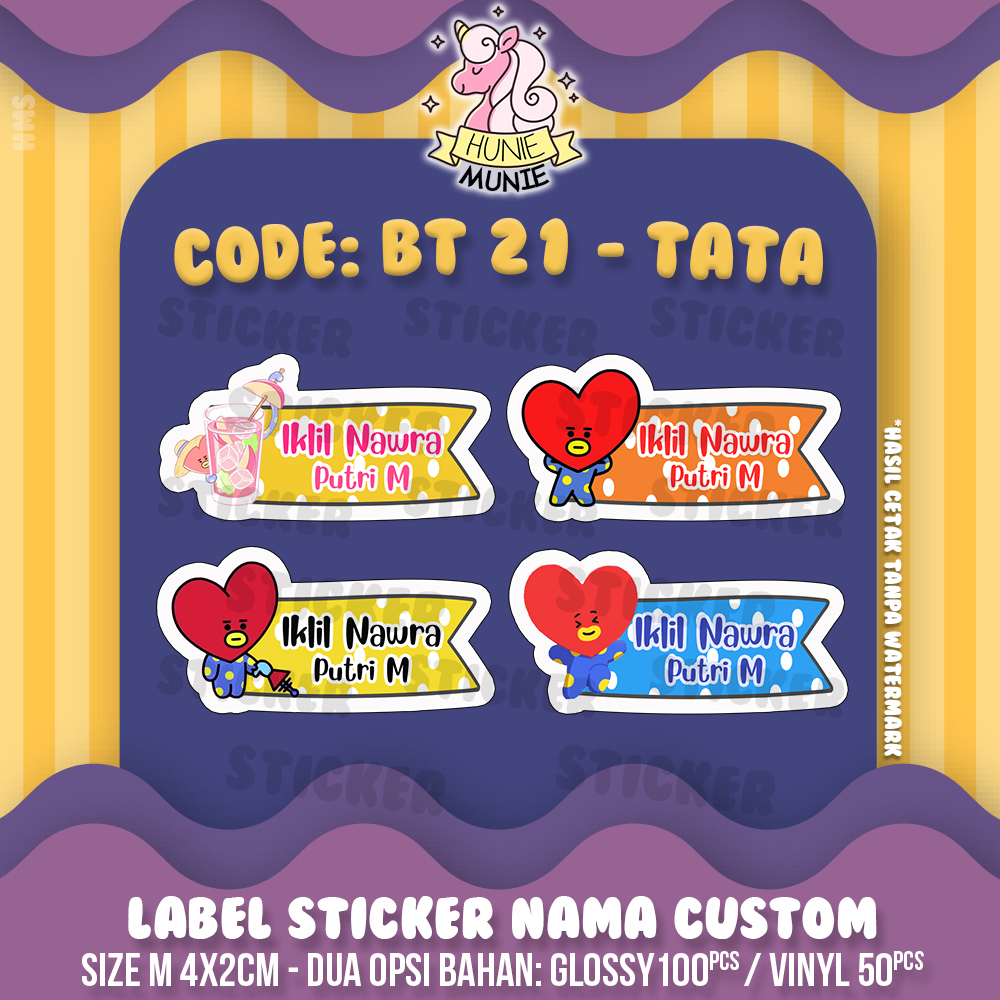 Jual Sticker Label Nama Custom - BT21 BTS BT 21 Tiny Tan TinyTAN (100 ...