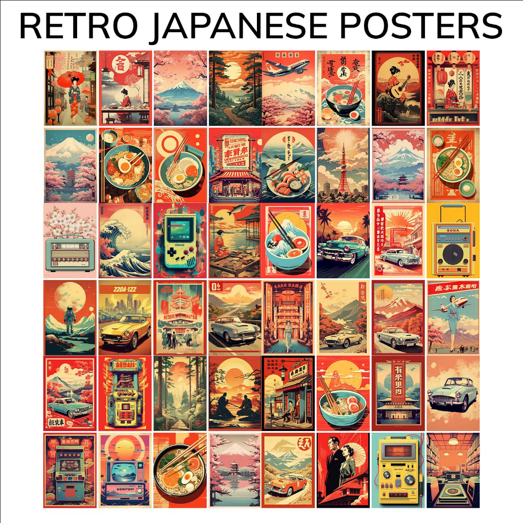 Jual [8 PCS] Poster Jepang Retro Vintage Minimalis Elegan A5 260GSM ...