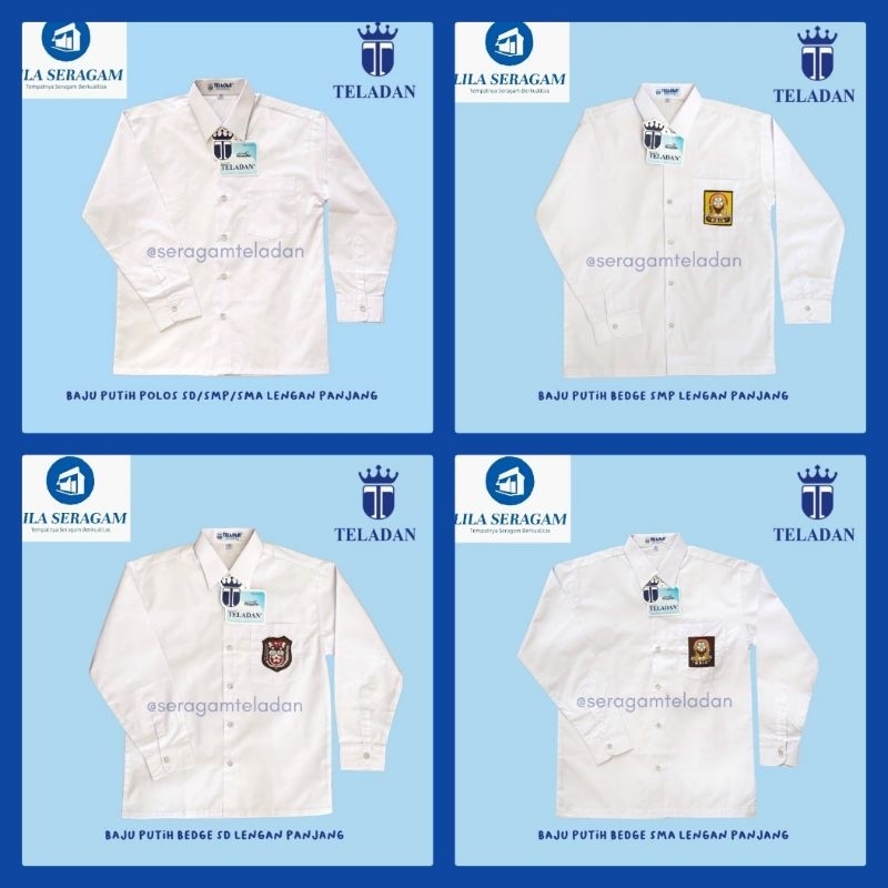 Jual Seragam TELADAN Kemeja hem Putih Polos Lengan Panjang, kemeja ...