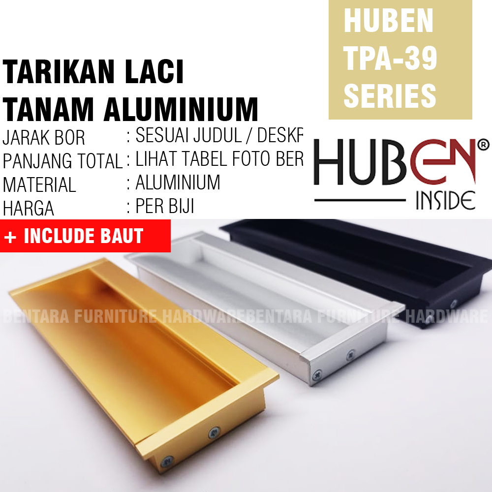 Jual HUBEN TPA-39 96 MM ANODIZE - Tarikan Laci Tanam Meja Lemari ...