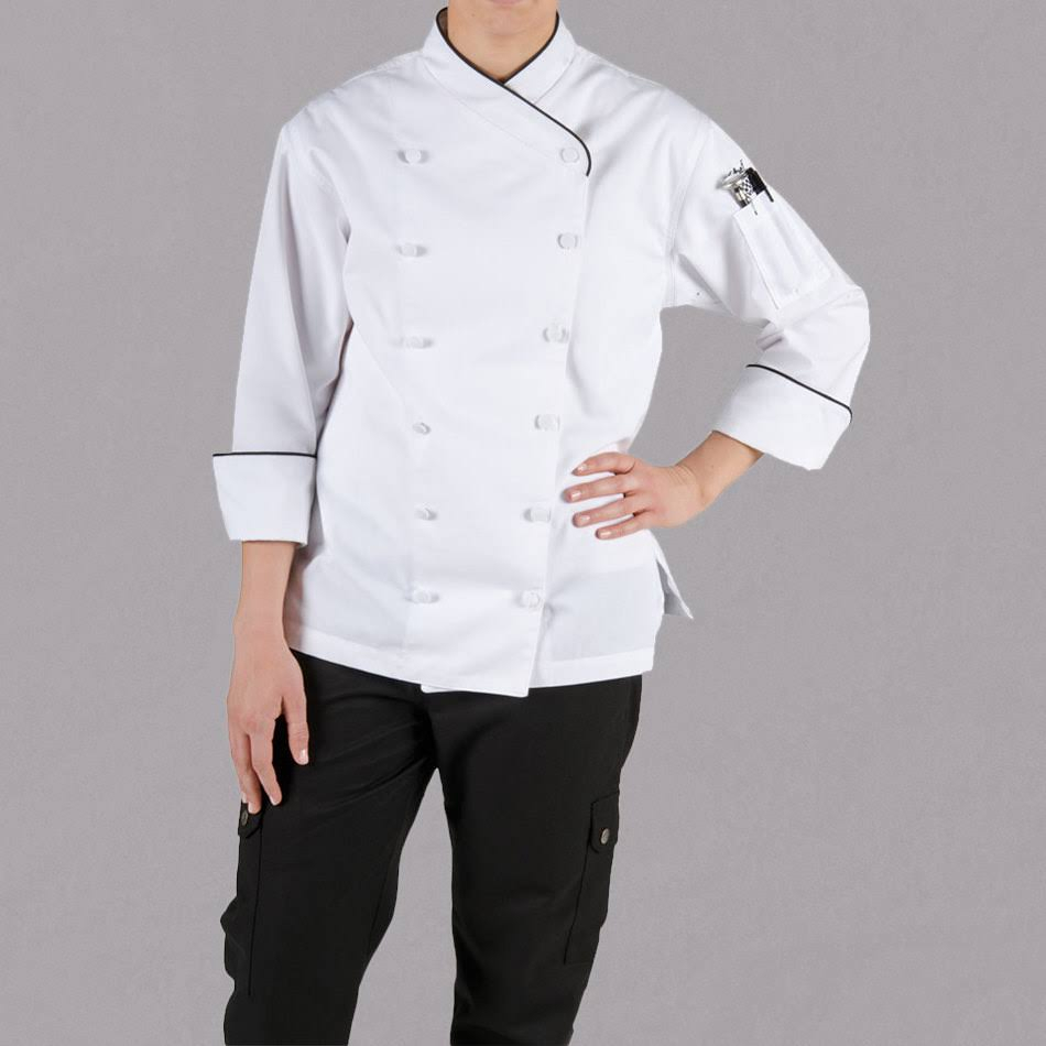 Jual BAJU SERAGAM KOKI CHEF UNIFORM CHEF JACKET PUTIH WHITE LIST HITAM ...