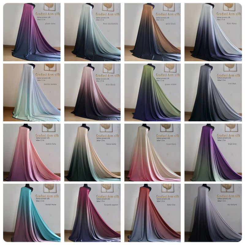 Jual bahan kain Armani silk gradasi/armany silk ombre/bahan gamis ...