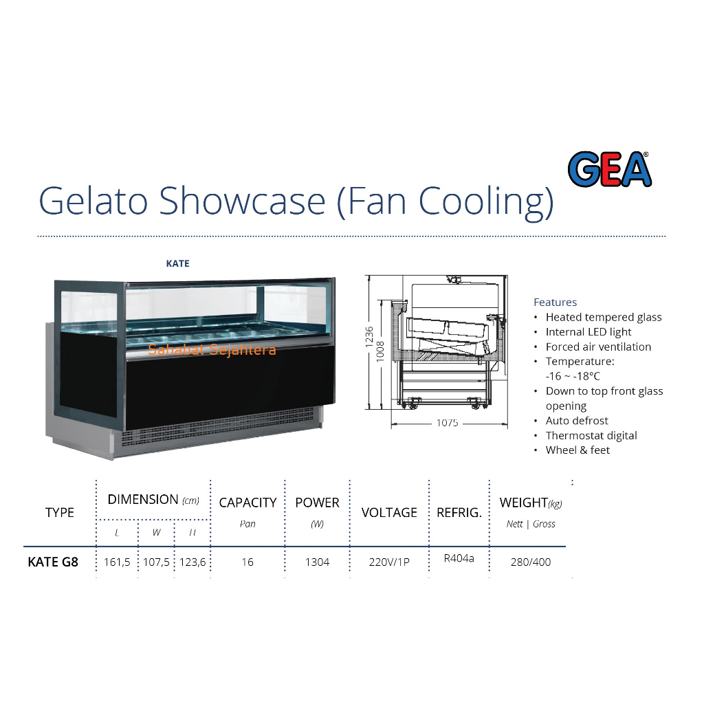 Jual GEA Gelato Showcase (Fan Cooling) KATE G8 Freezer Eskrim | Shopee ...