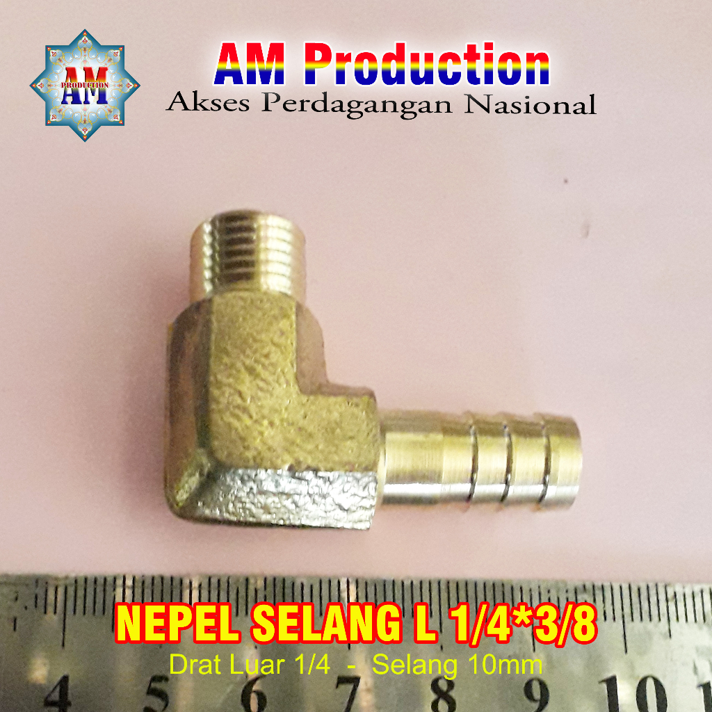 Jual Nepel Selang L 1/4x3/8, Hose Neaple, Drat Luar, Selang, Logam ...