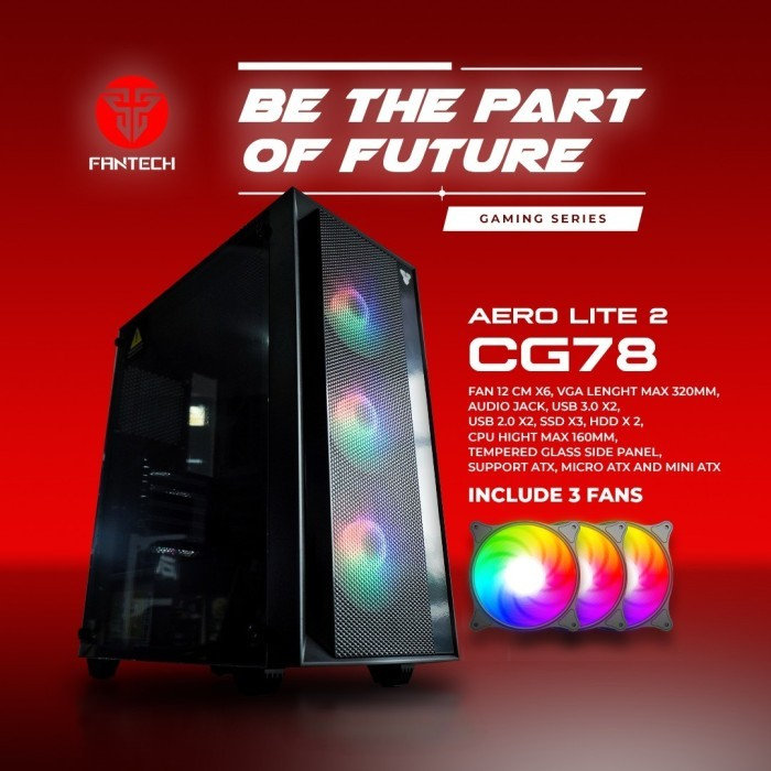Jual FANTECH CG78 AERO LITE 2 ATX Tempered Glass Gaming Case | Shopee ...