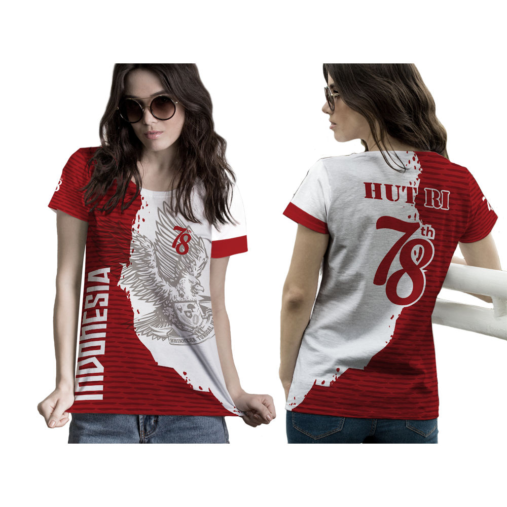 Jual Baju Kaos T-shirt Wanita 17 Agustus HUT RI KE-78 Fullprint Terbaru Art 19 | Shopee Indonesia