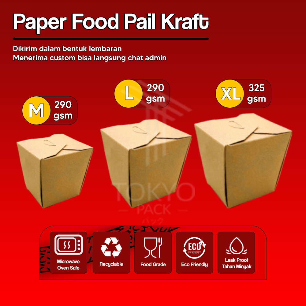 Jual PAPER FOOD PAIL /RICE BOX PAPER/FOOD PAIL BOX MEDIUM/LARGE ...