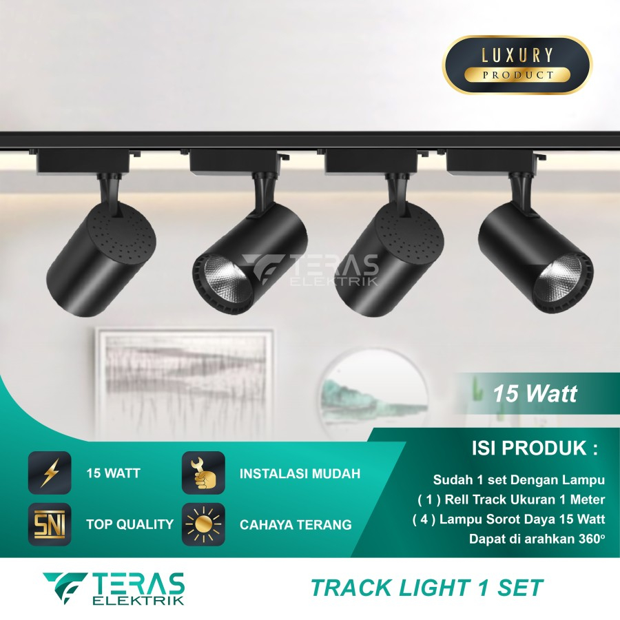 Jual Paket Lampu sorot rel 1 set isi 4 spotlight track light rell 15 Watt | Shopee Indonesia