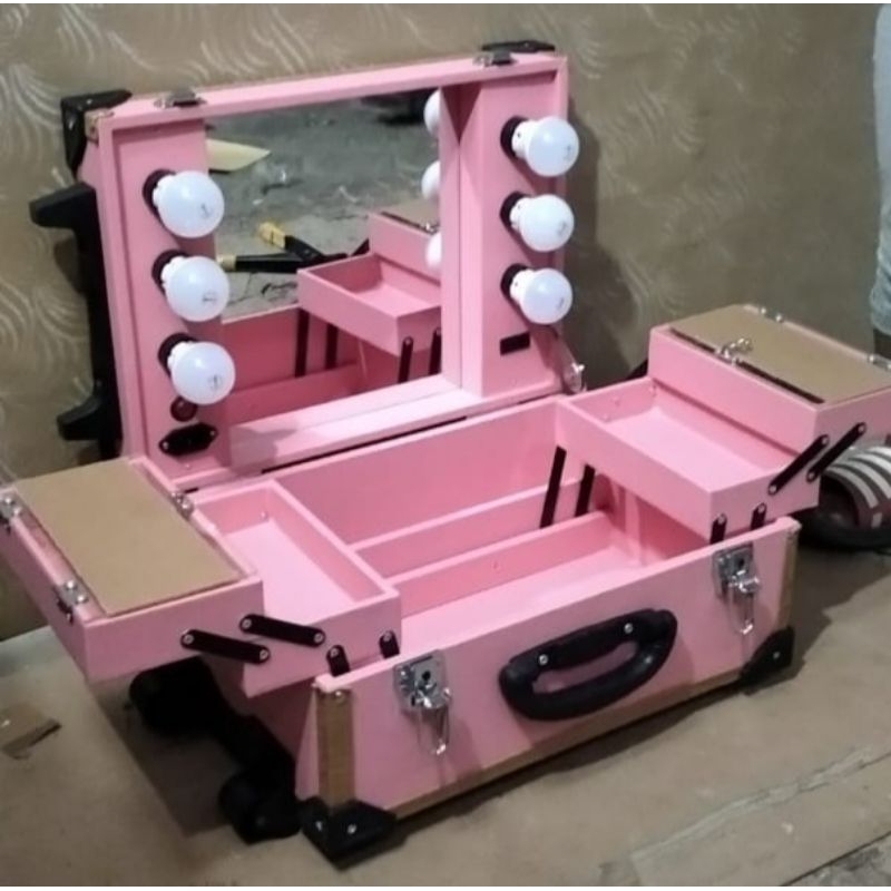 Jual Koper Makeup/Beautycase 40cm 6 Lampu+4 Rak & Tutup Akrilik+Trolly ...
