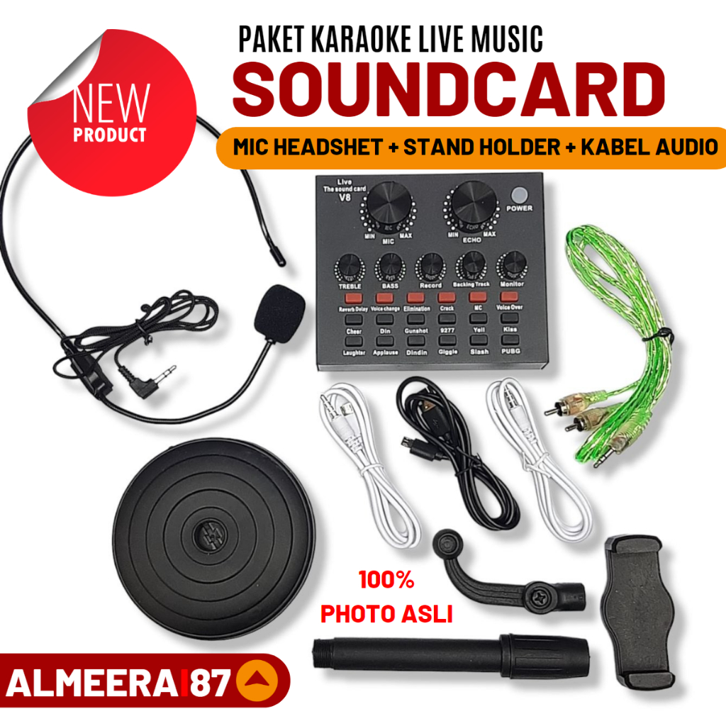 Jual Soundcard V8 Mixer Bluetooth Audio Hi-Fi Sound card Live Streaming ...