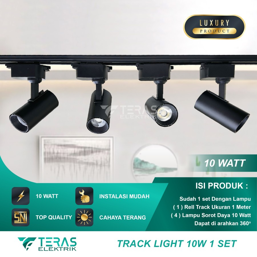 Jual Paket Lampu sorot rel 1 set isi 4 spotlight track light rell 10 Watt | Shopee Indonesia