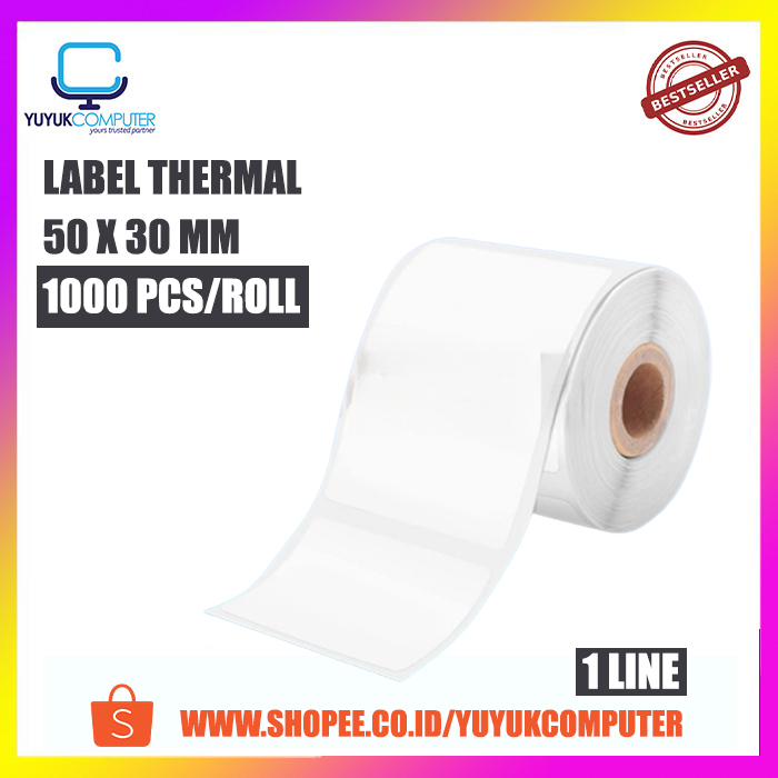 Jual Kertas Sticker Label Printer Barcode Ukuran 50 mm x 30 mm 1 Line ...