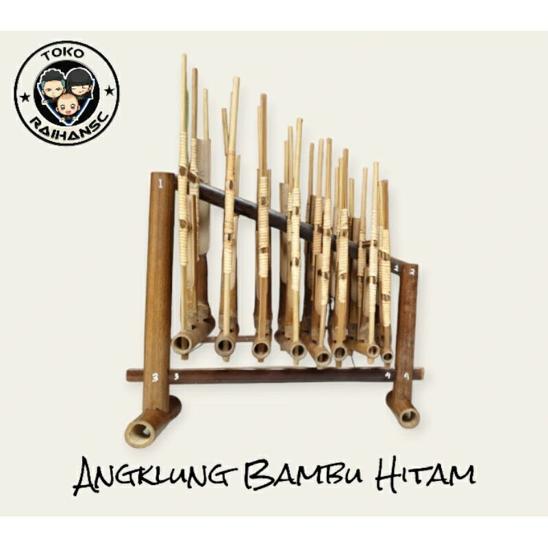 Jual Angklung Bambu Hitam 1 octap ukuran mini dan sedang (8 nada ...
