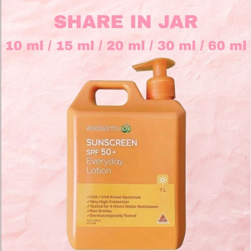 Jual SHARE IN JAR SUNSCREEN / SUNBLOCK WOOLWORTH SPF 50+ 10 ml / 15 ml ...