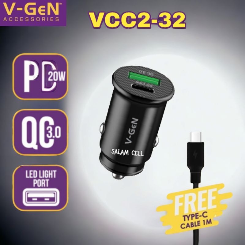Jual Charger Mobil V-Gen VCC2-32 Car Charger USB 2 PORT PD20W QC 3.0 ...