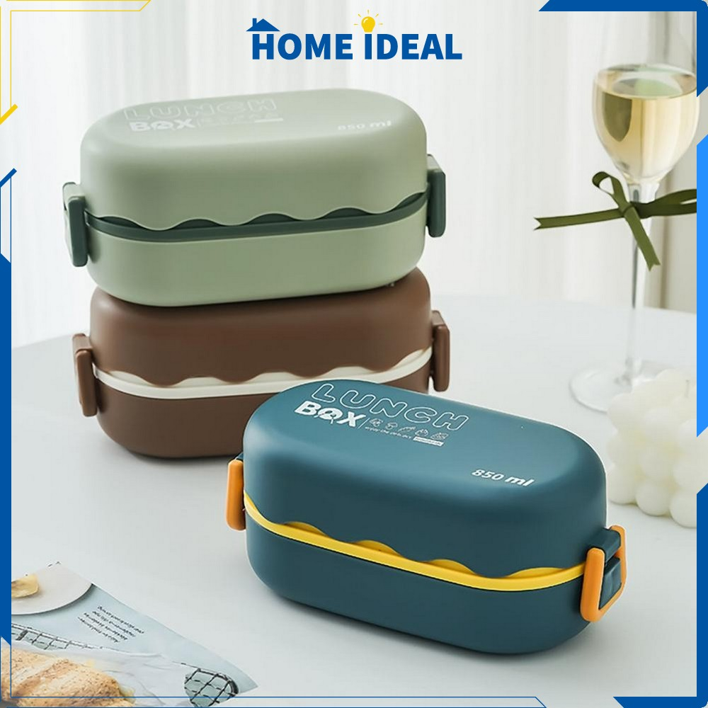 Jual Lunch Box Bento Set 850ML Portable Anti Tumpah / Kotak Makan 2 Tingkat Bekal Makan Siang ...