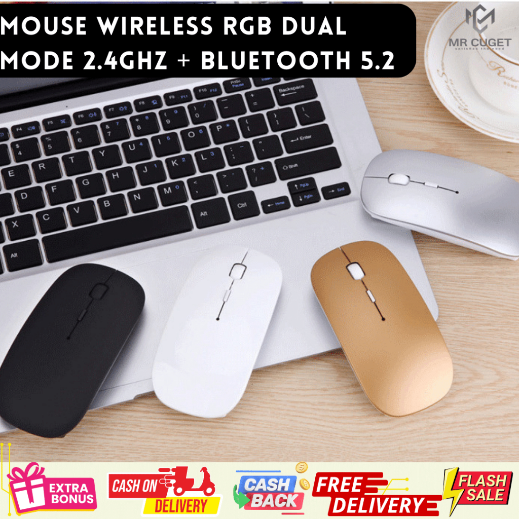 Jual Mouse Wireless RGB Dual Mode 2.4GHz + Bluetooth 5.2 - DC001 ...