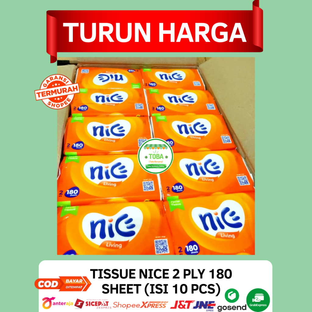Jual Nice Facial Tissue Softpack 180 Sheet - Paket 10 Pack - Tissu ...