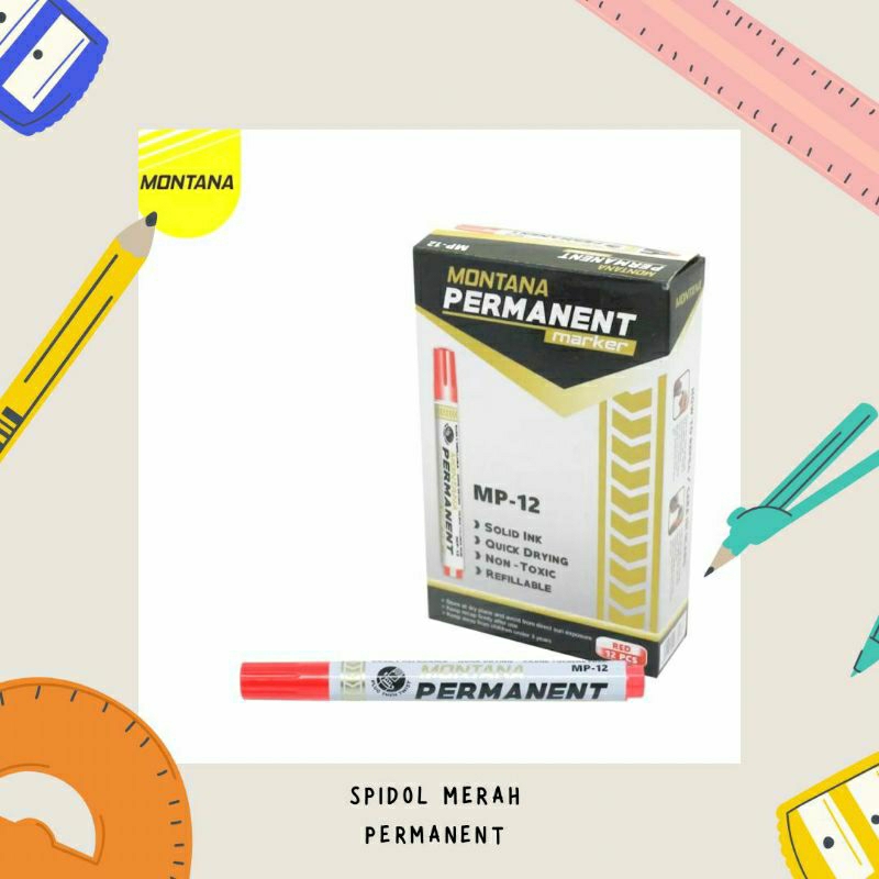 Jual SPIDOL HONGYUN PERMANENT MARKER ALAT TULIS SEPIDOL MERAH | Shopee ...