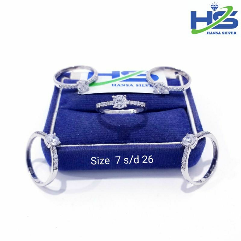 Jual Cincin Perak Silver Asli 925 Lapis Emas Putih Model Desi Batu ...