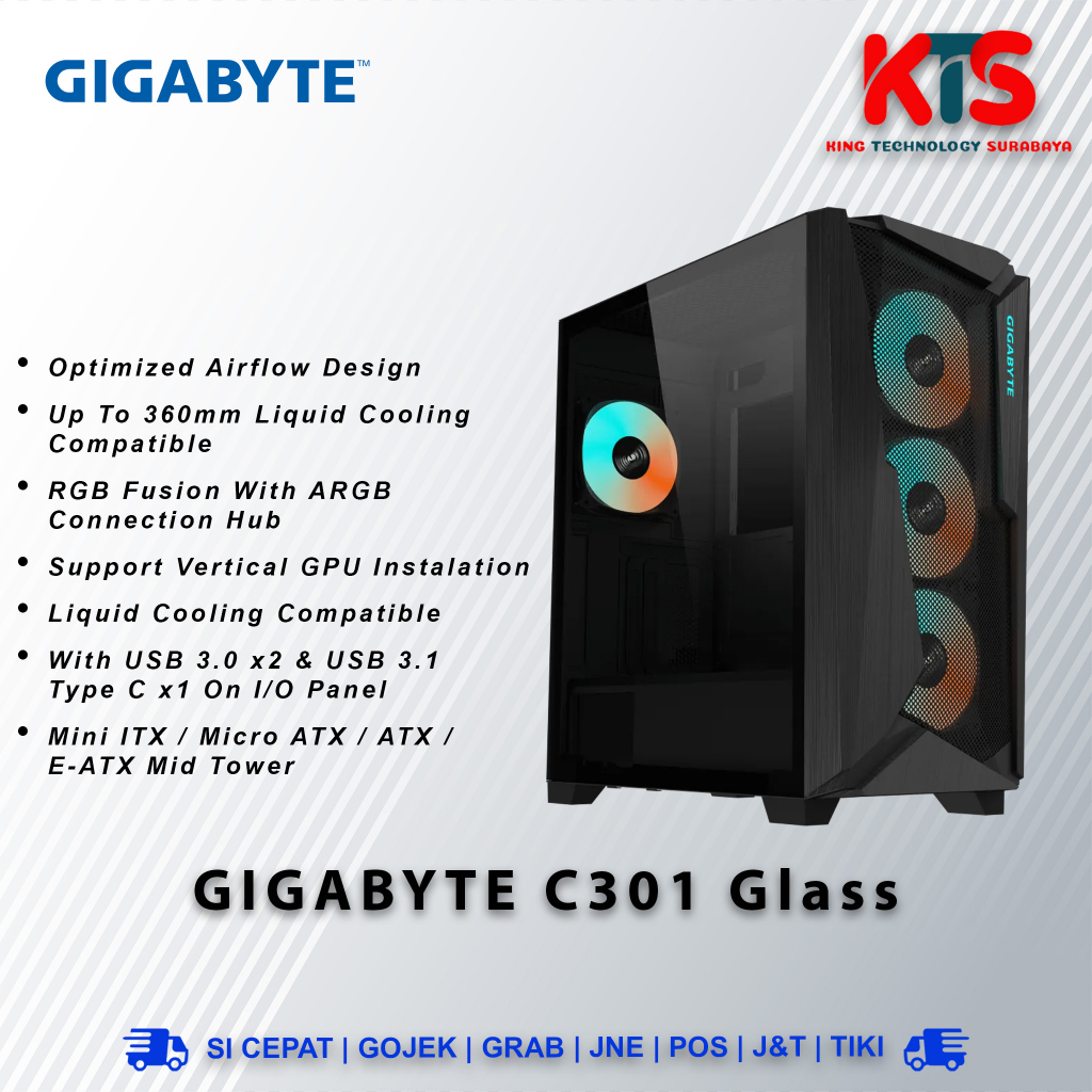Jual Casing Gigabyte C301 Glass Mid Tower ATX / E-ATX RGB PC Case ...