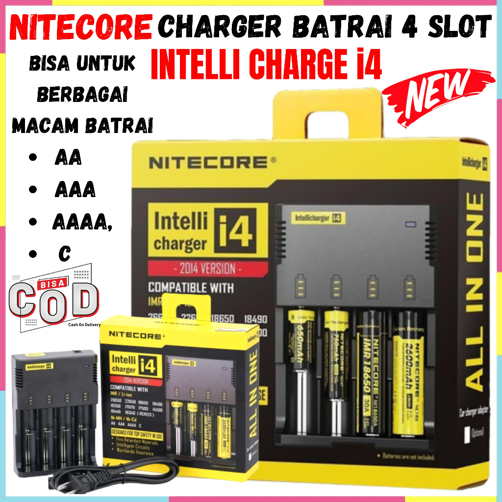 Jual Nitecore Intellicharger Universal Battery Baterai 4 slot Charger ...