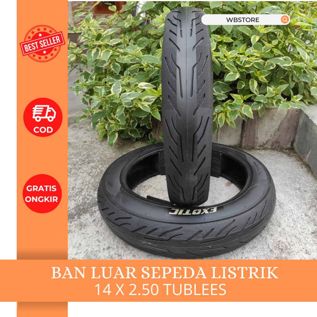 Jual Ban Luar Sepeda Listrik 14 x 2.50 EXOTIC Tubles. Ban Luar Tubeless ...