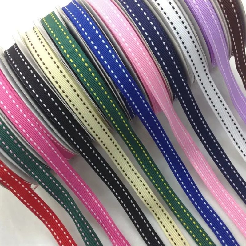 Jual Pita/Tali/Grosgrain/motif Bbintik & salur ukuran 3/8=1cm/28 yard ...