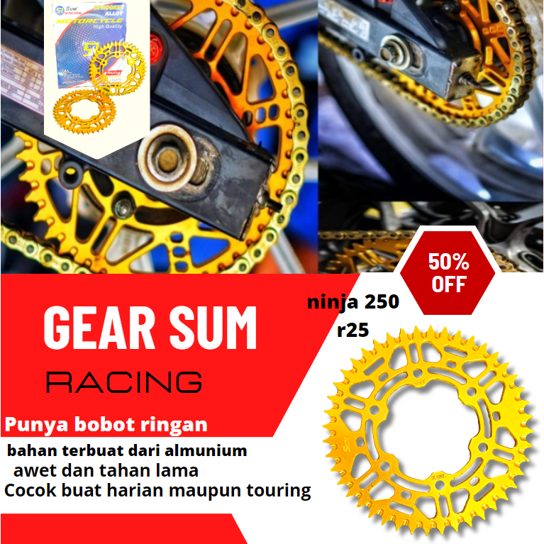 Jual GIR BELAKANG ALUMINIUM KAWASAKI NINJA 250 / R25 SUM RACING - 520 ...