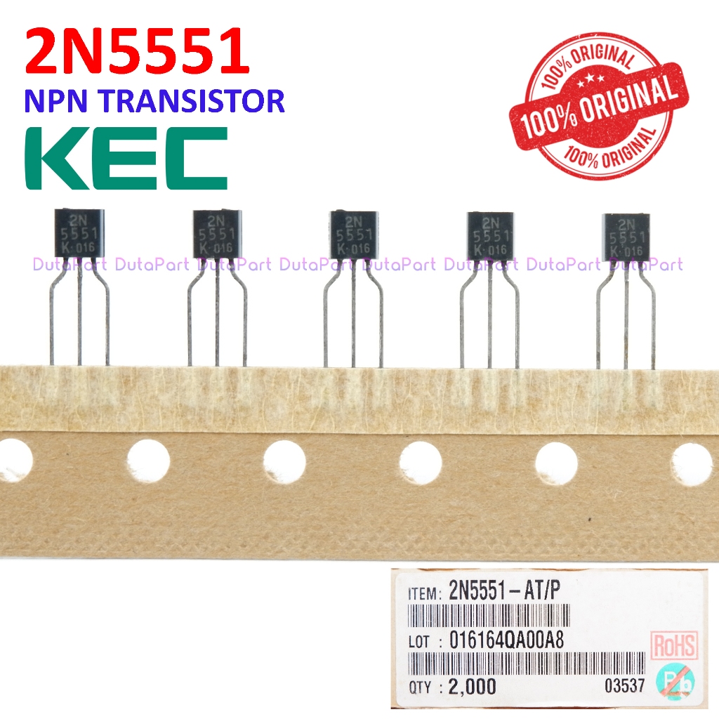 Jual 2N5551 ORIGINAL KEC KOREA NPN Transistor 2N 5551 TO-92 | Shopee ...