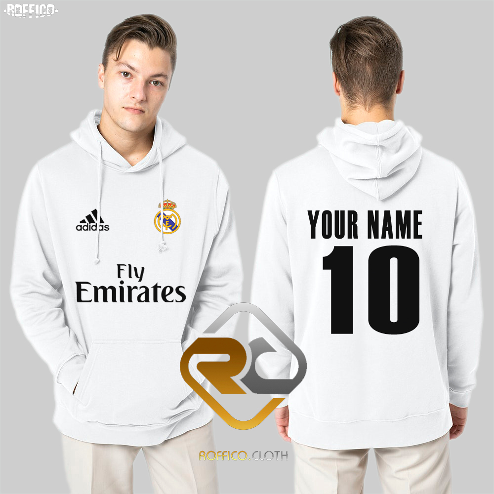 Jual Jaket Hoodie Sweater real madrid fly emirates BISA Custom Nama Dan ...