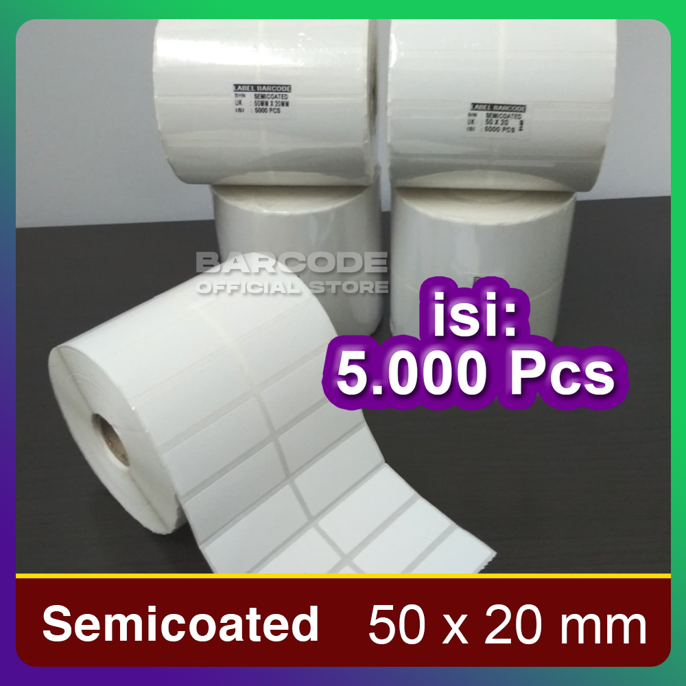 Jual Kertas Sticker Label Printer Barcode 50 X 20 MM - 2 LINE - Semicoated | Shopee Indonesia