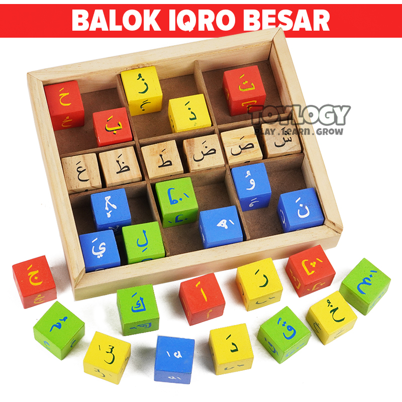 Jual Mainan Kayu Edukasi Anak Balok Huruf Hijaiyah Puzzle Kubus Iqro ...