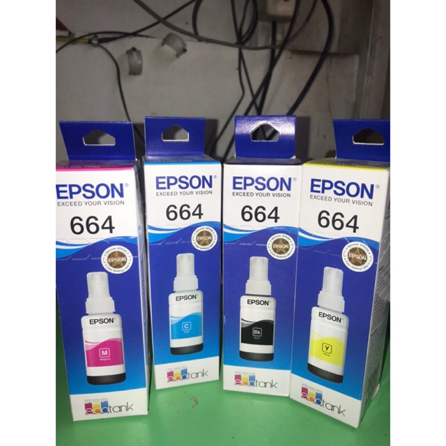 Jual TINTA EPSON 664 BK / C / M / Y ORIGINAL 100% | Shopee Indonesia