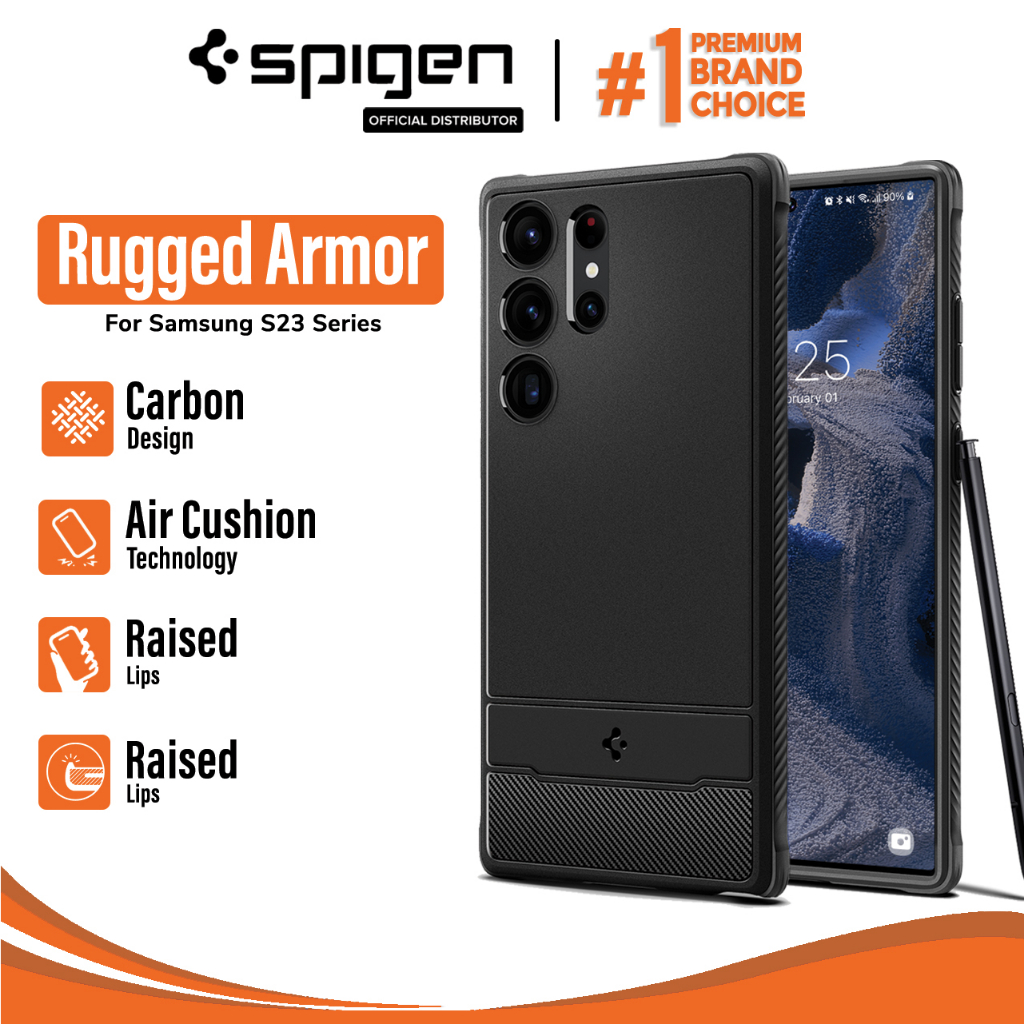 Jual Case Samsung Galaxy S23 Ultra Plus Spigen Rugged Armor Carbon Casing | Shopee Indonesia