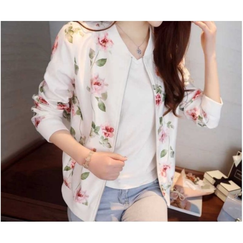 Jual Switer Wanita Pink Rose Pattern Import, Jaket Longgar Mantel ...