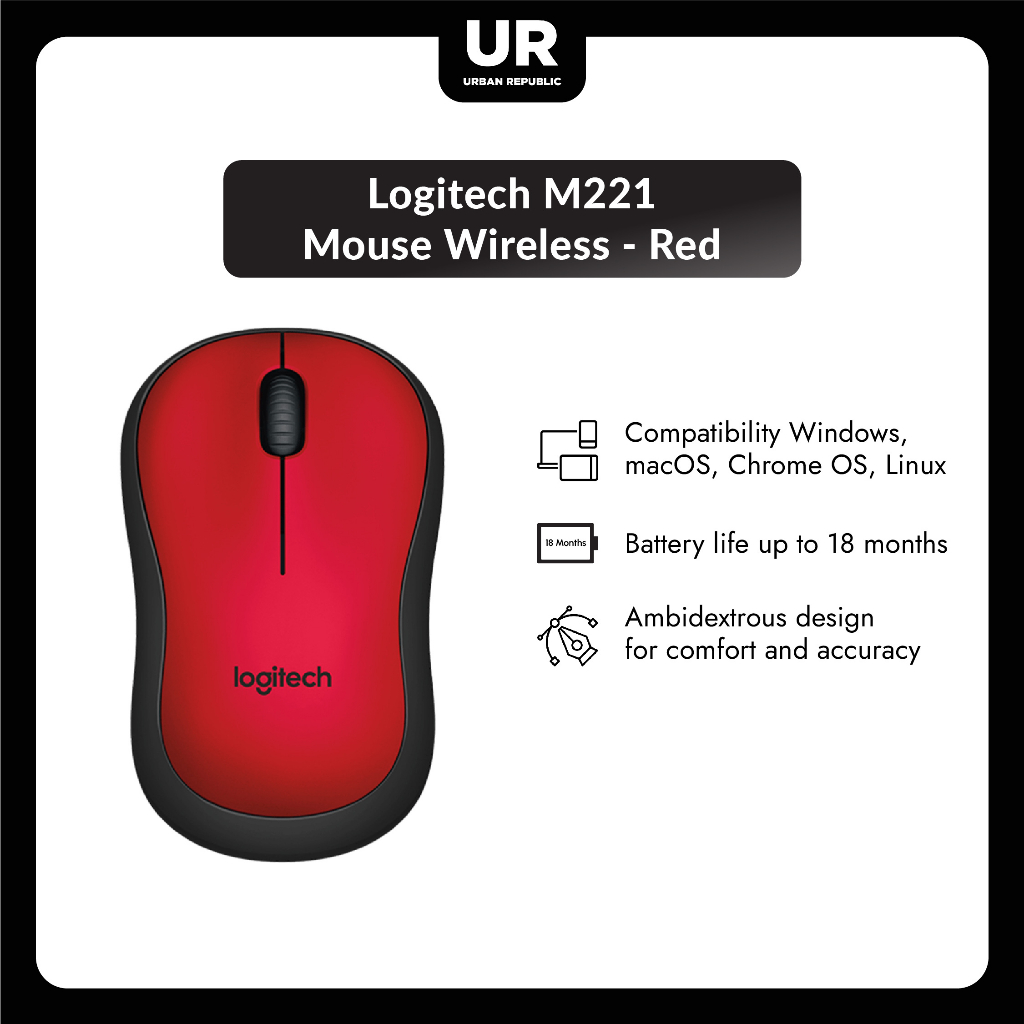 Jual Logitech M221 Mouse Wireless - Red | Shopee Indonesia