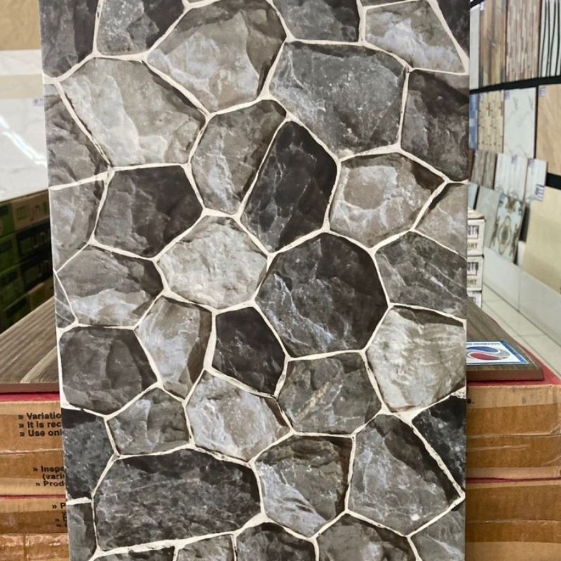 Jual Keramik Dinding 25x50 Kw1 Uno Rockstar Grey Motif Batu Alam ...